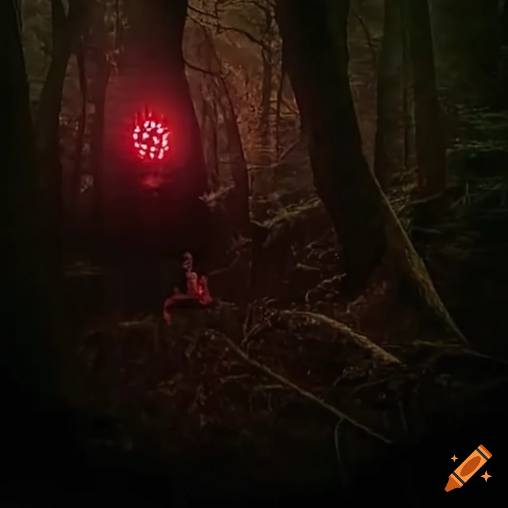 Nighttime photo of a mysterious alien in the forest on Craiyon