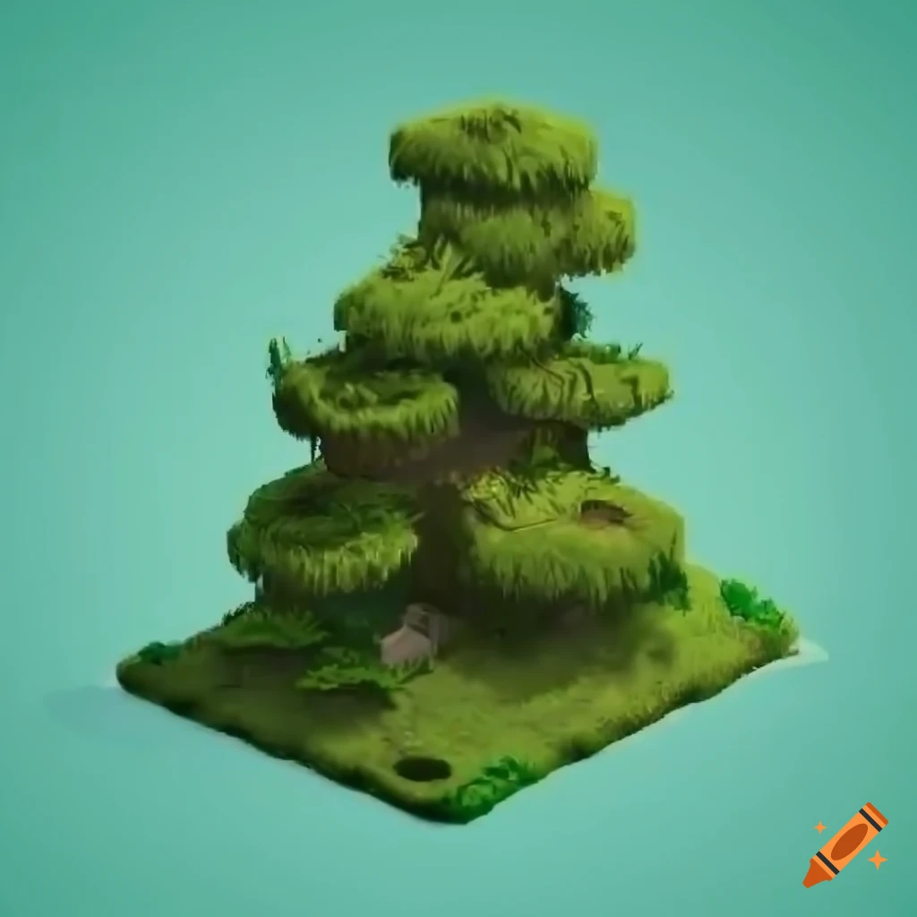 Realistic isometric trees with moss