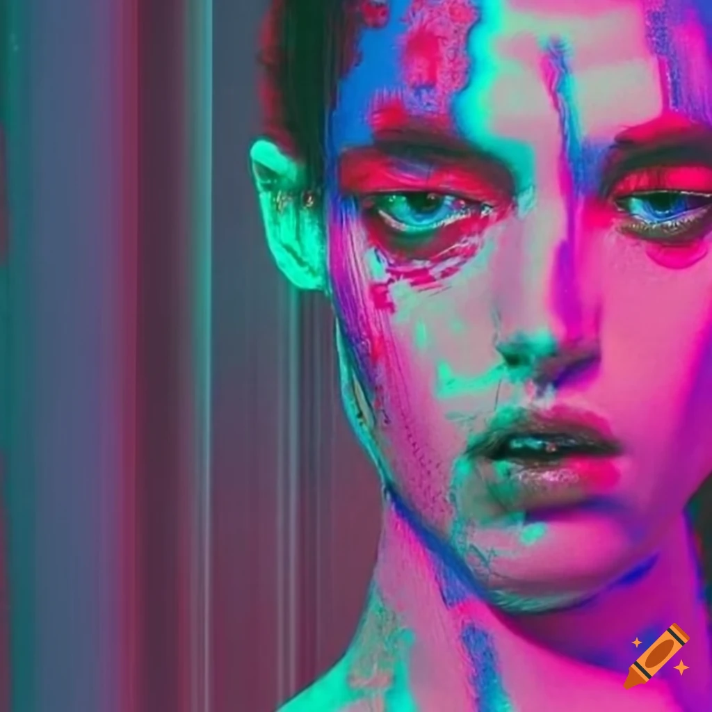 Vogue model with glitch effect on Craiyon