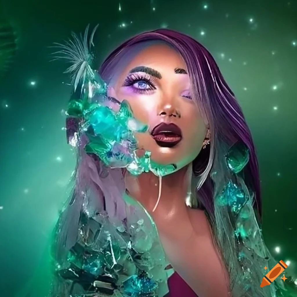 Hyper realistic artwork of a mermaid with emerald and diamond scales on ...