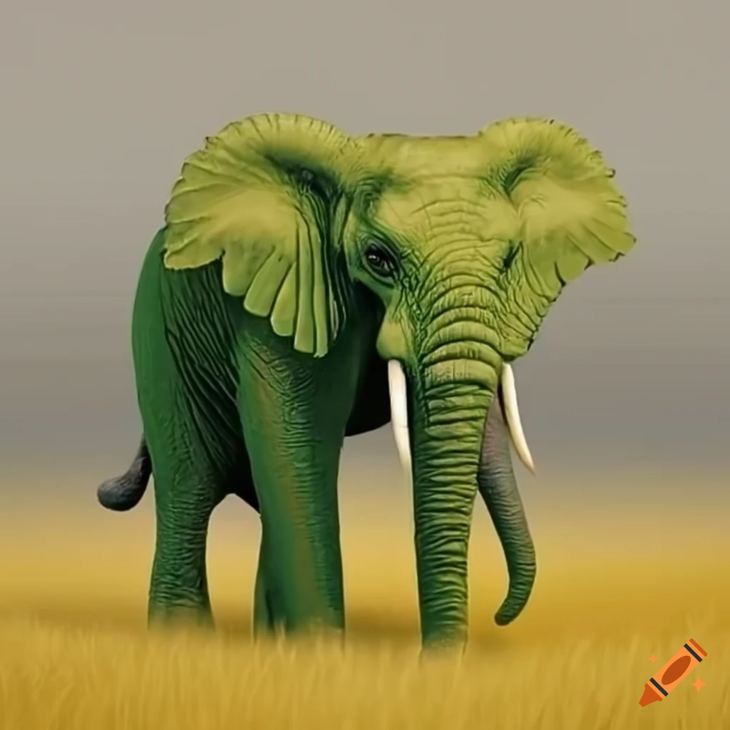Elephant standing on green grass on Craiyon