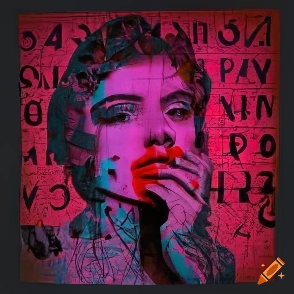 Neo-pop portrait collage with spray paint and grunge elements