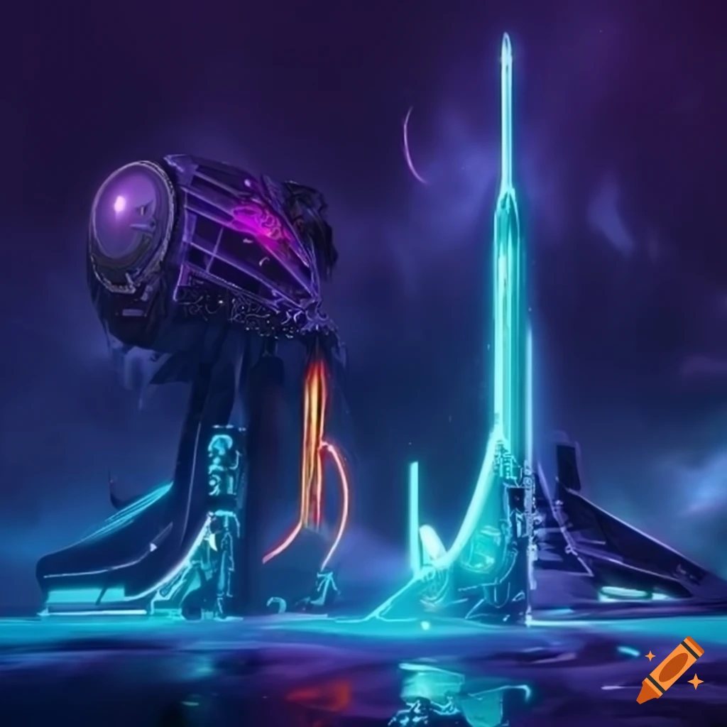 Neon spaceships in outer space on Craiyon