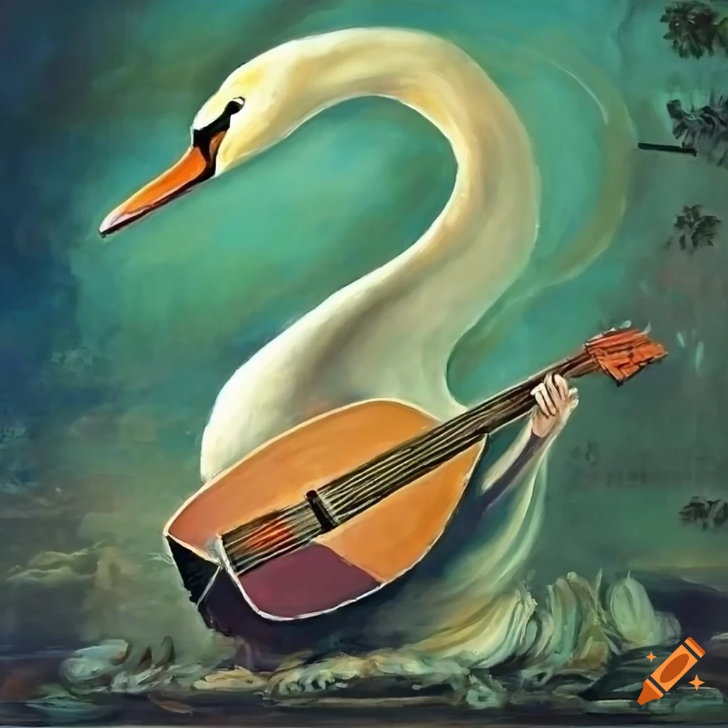 Painting of a swan playing an electric lute on Craiyon