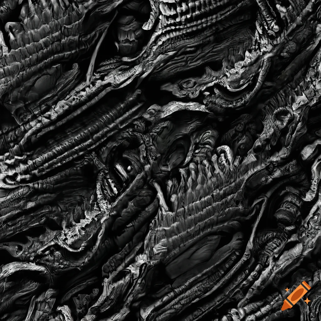 Seamless black and white biomechanical rib texture on Craiyon