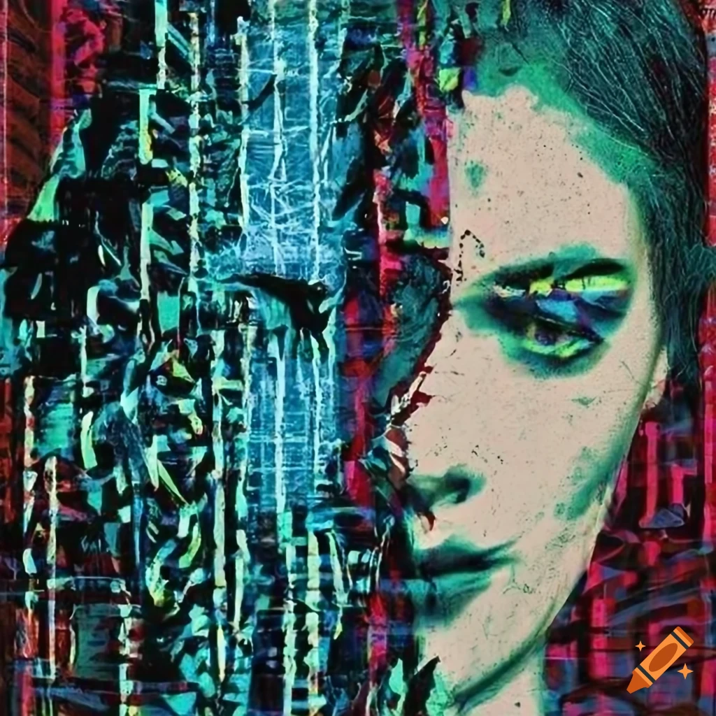 Neo-pop surreal portrait with graffiti-style elements on Craiyon