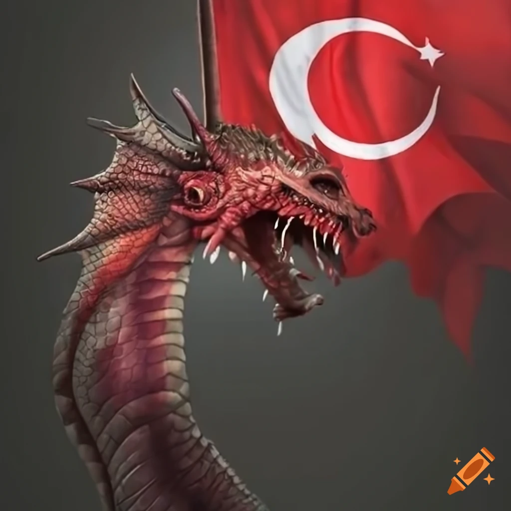 Dragon with the flag of turkey on Craiyon