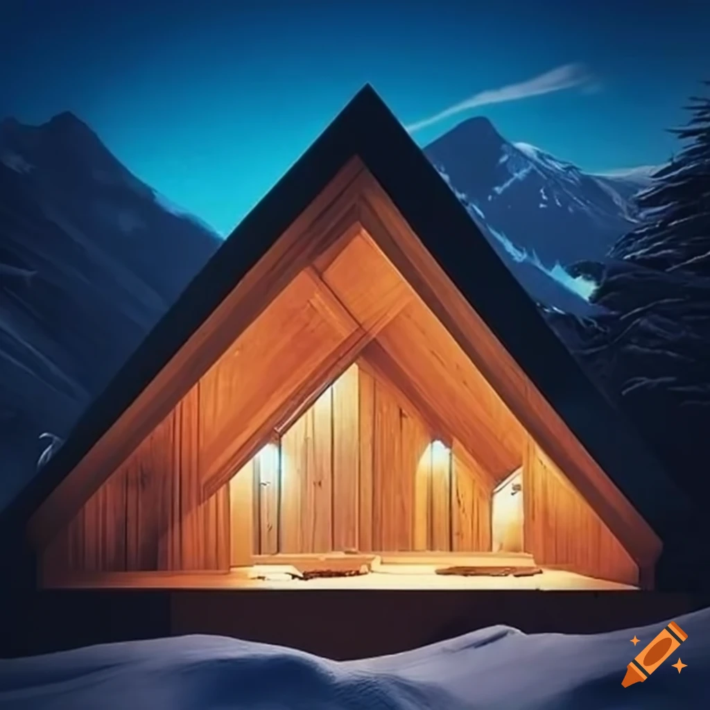 Minimalist alpine cabin interior on Craiyon