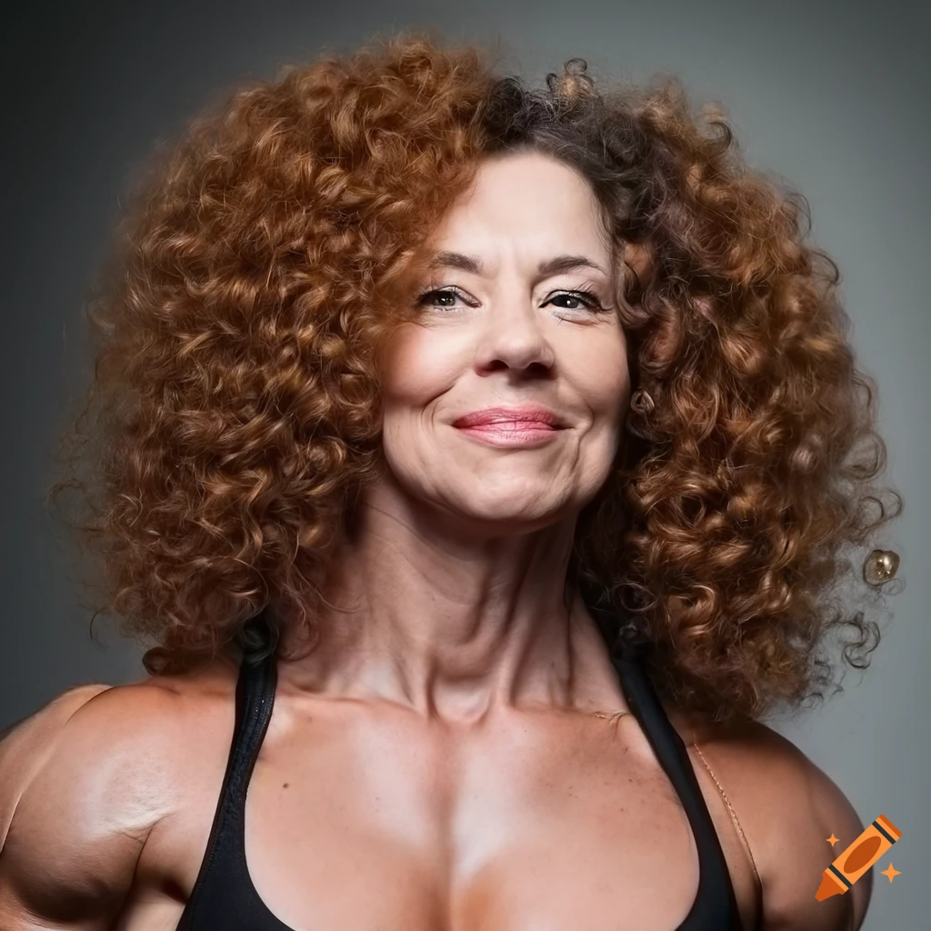 Actress/bodybuilder stacy haiduk smiling and flexing on Craiyon