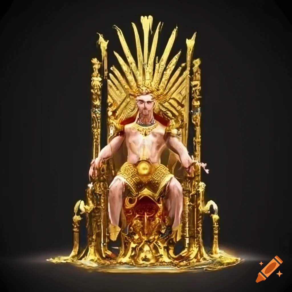 Man with green skin on a golden throne on Craiyon