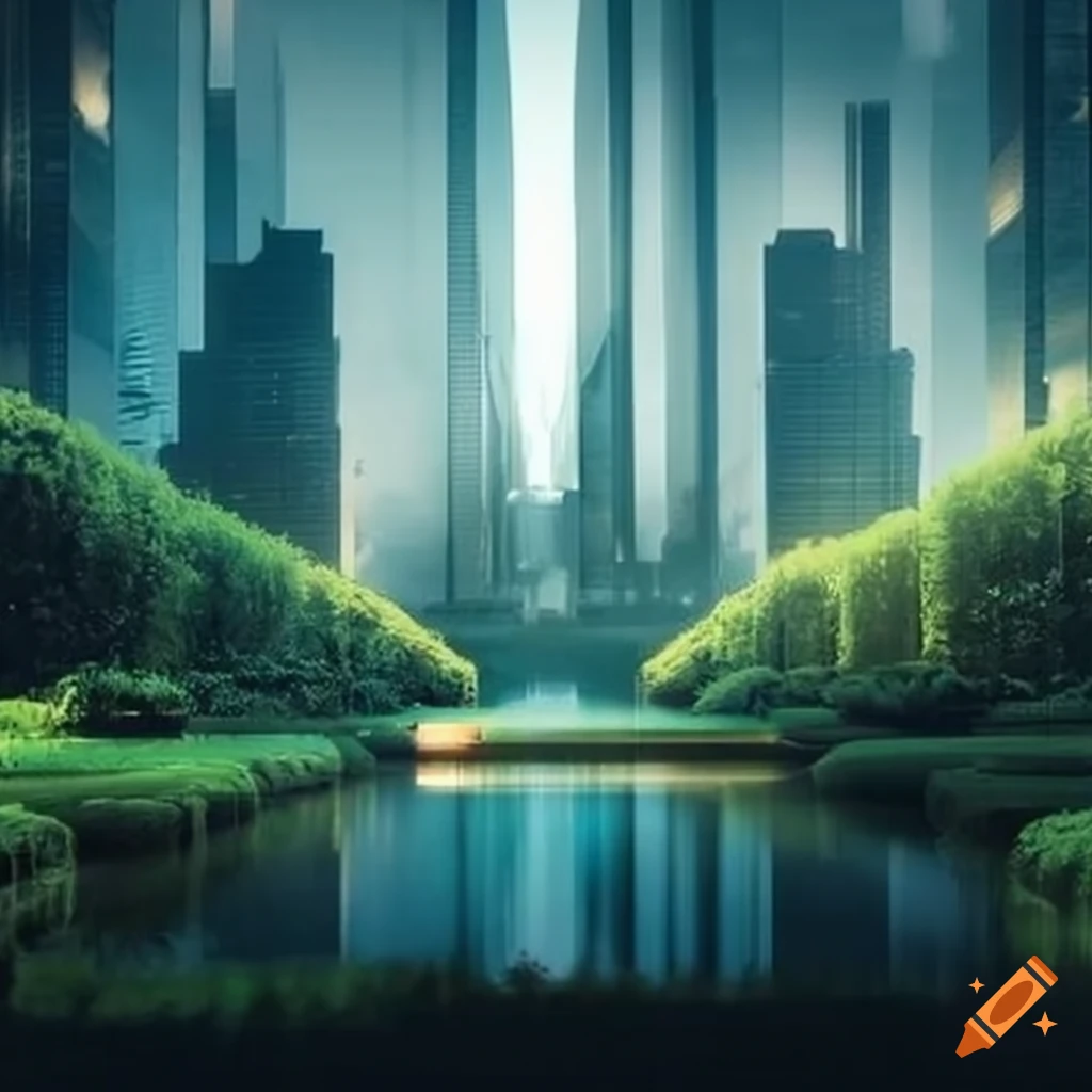 Futuristic garden city on Craiyon