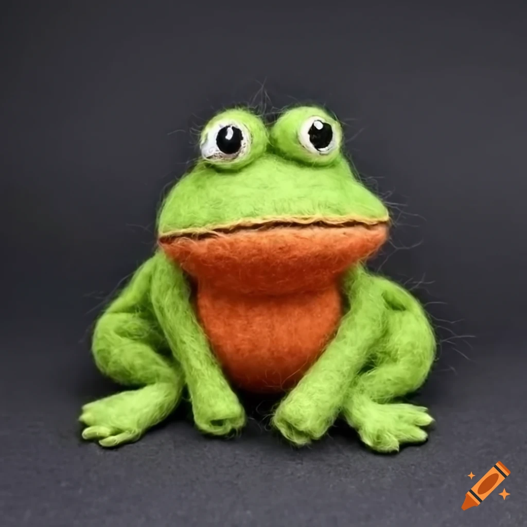 Ultra-realistic felted wool frog doll
