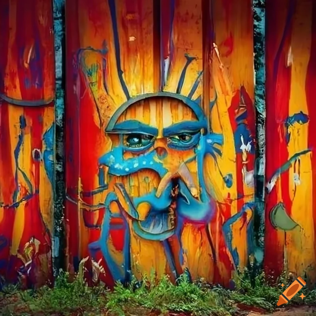 Surrealist circus graffiti artwork on Craiyon