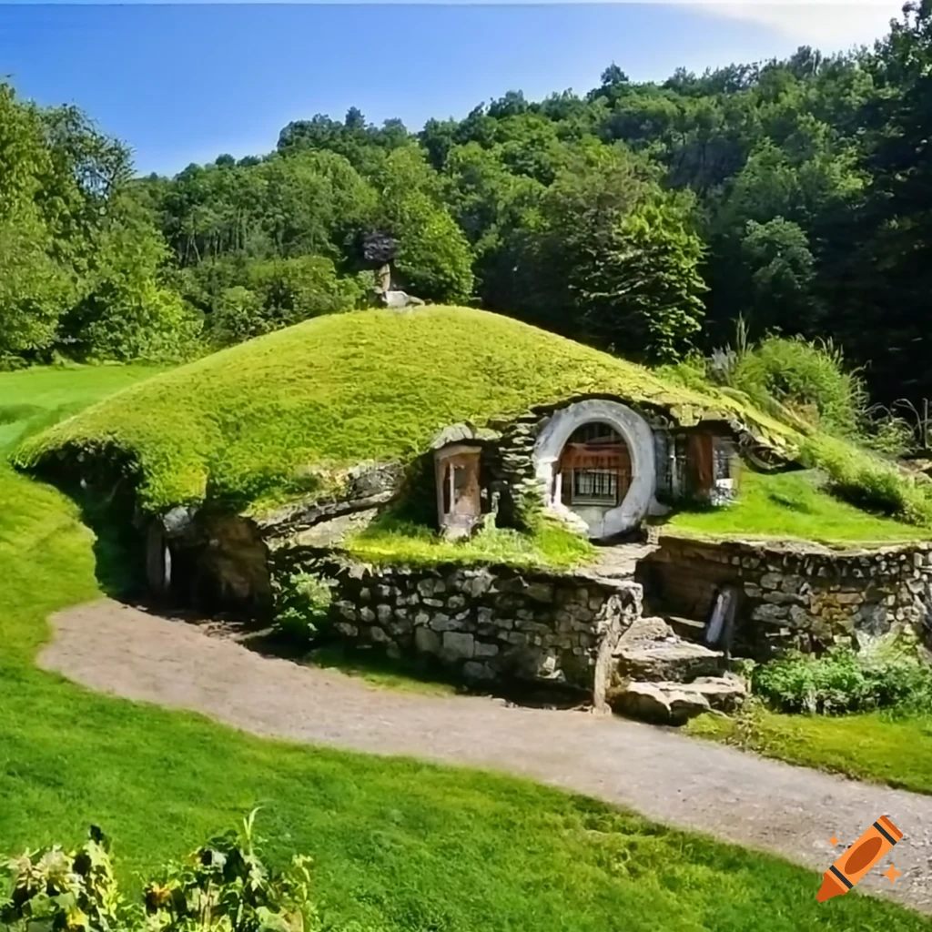 Photo realism of a cozy hobbit house in spring on Craiyon