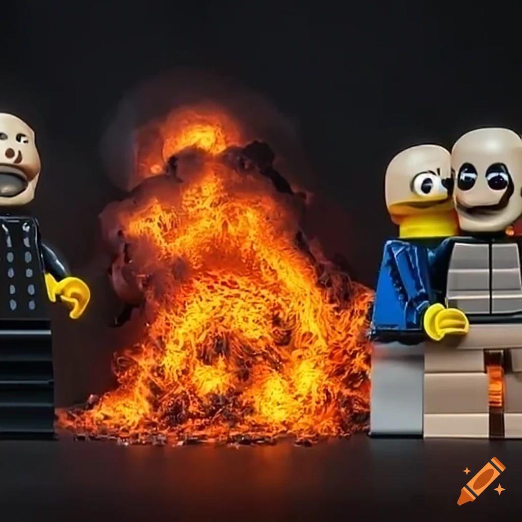 Lego puppets in a dramatic scene