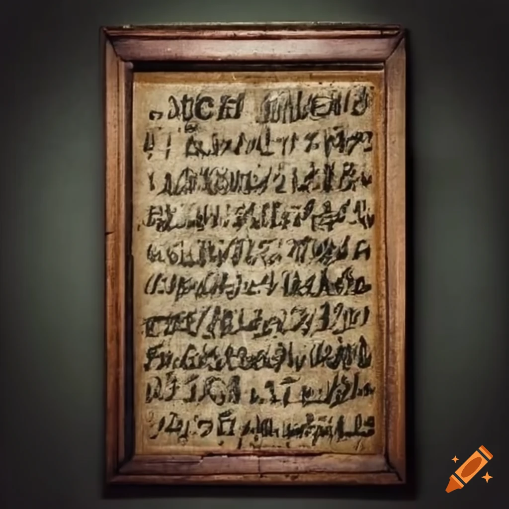 Ancient forbidden scripture on metal stand on Craiyon