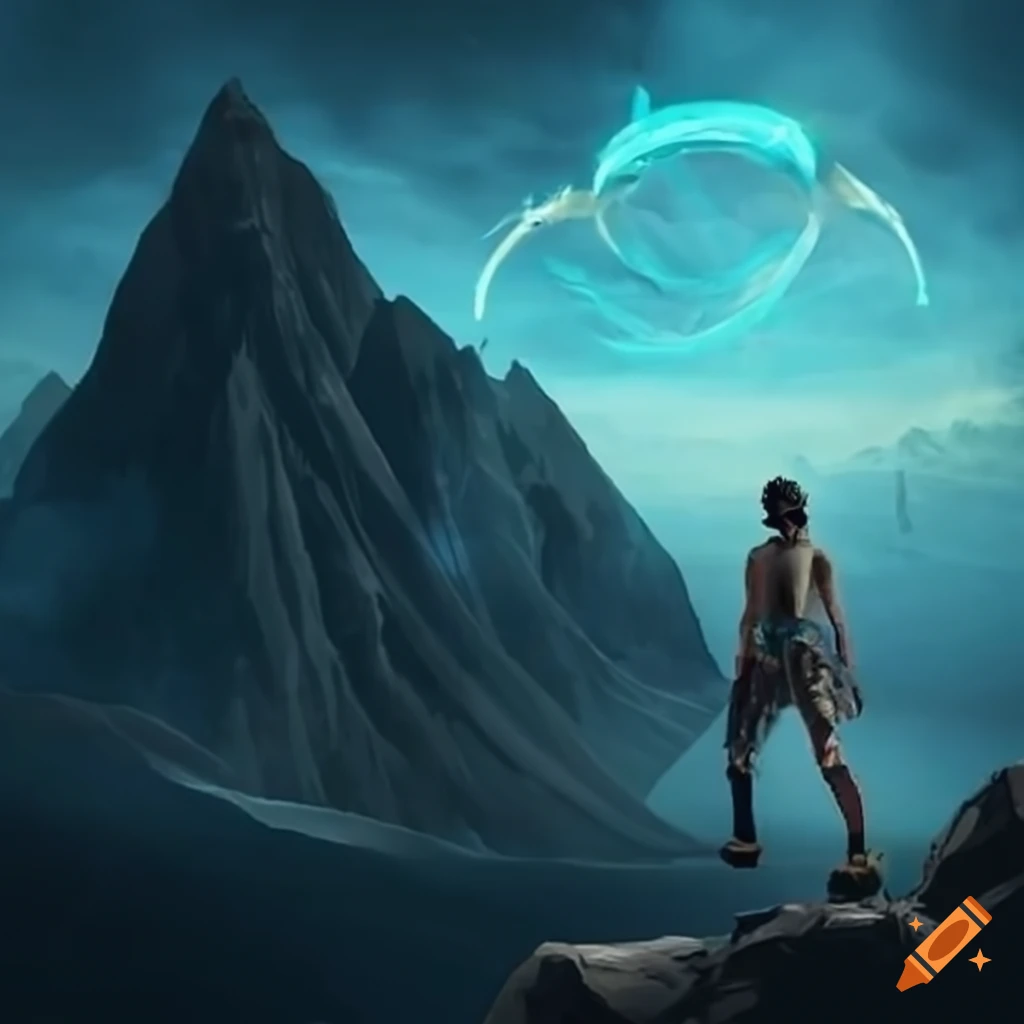 Illustration of a geomancer harnessing the elements on Craiyon