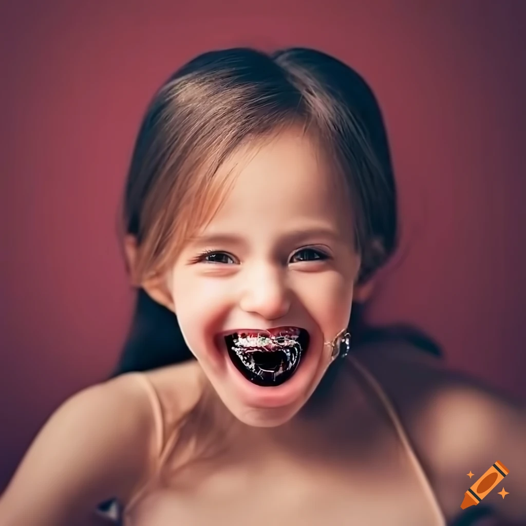 Smiling girl with orthodontic braces on Craiyon