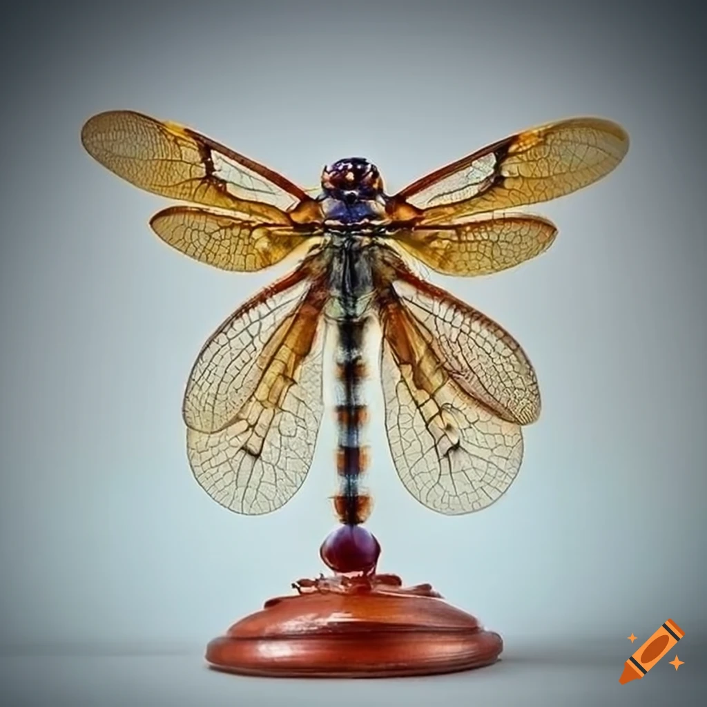 Intricate mounted globe skimmer dragonfly specimen on Craiyon