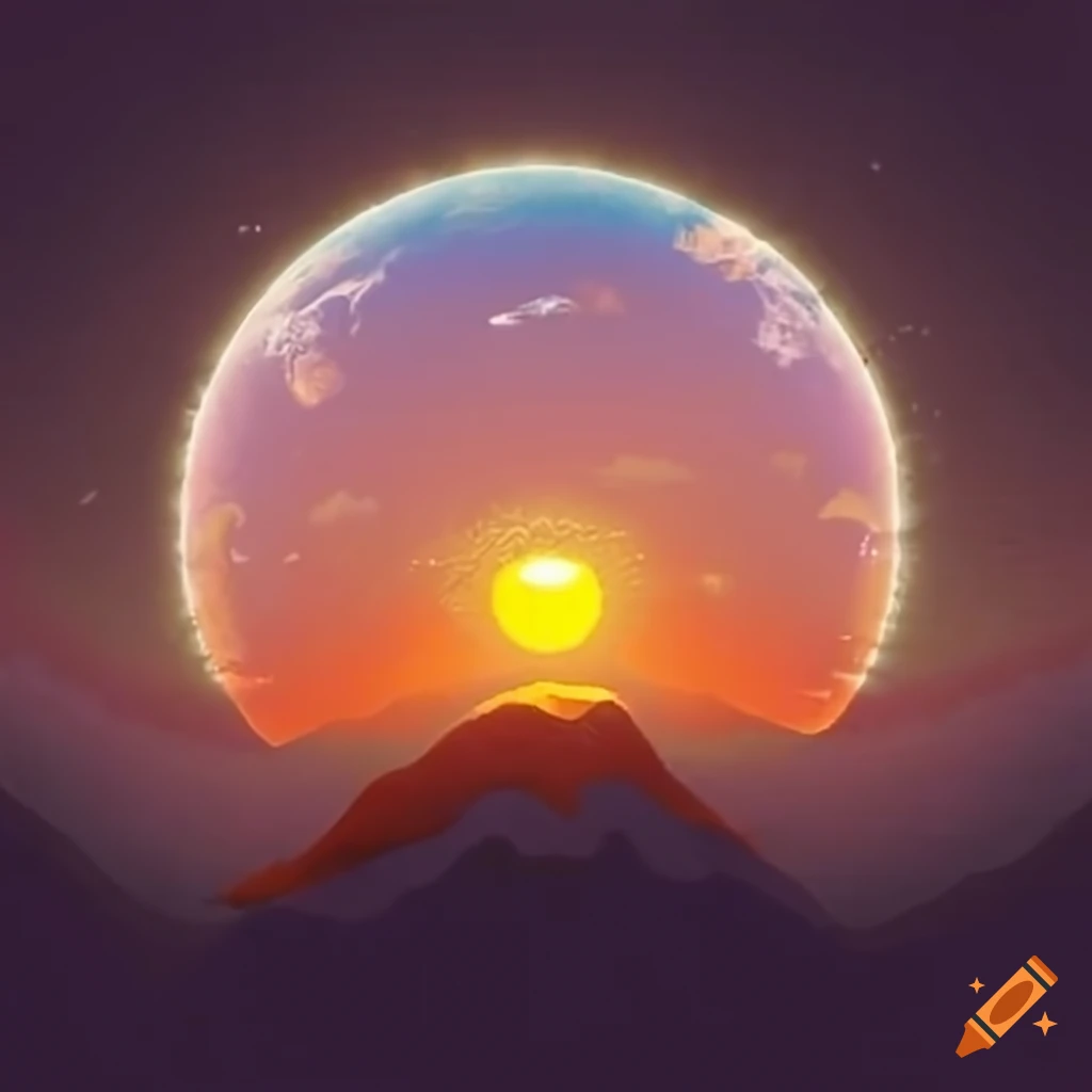 Sunset on an alien world with vibrant colors on Craiyon