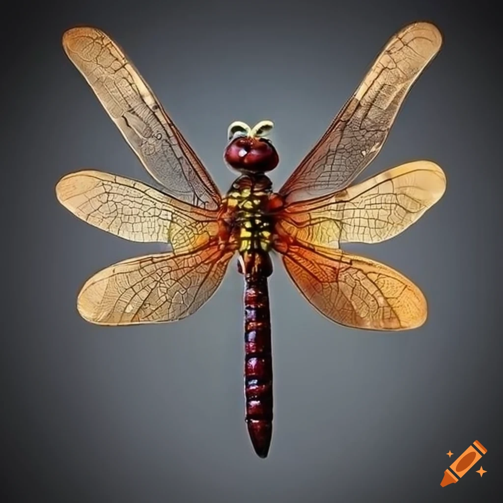 Intricate mounted globe skimmer dragonfly specimen on Craiyon