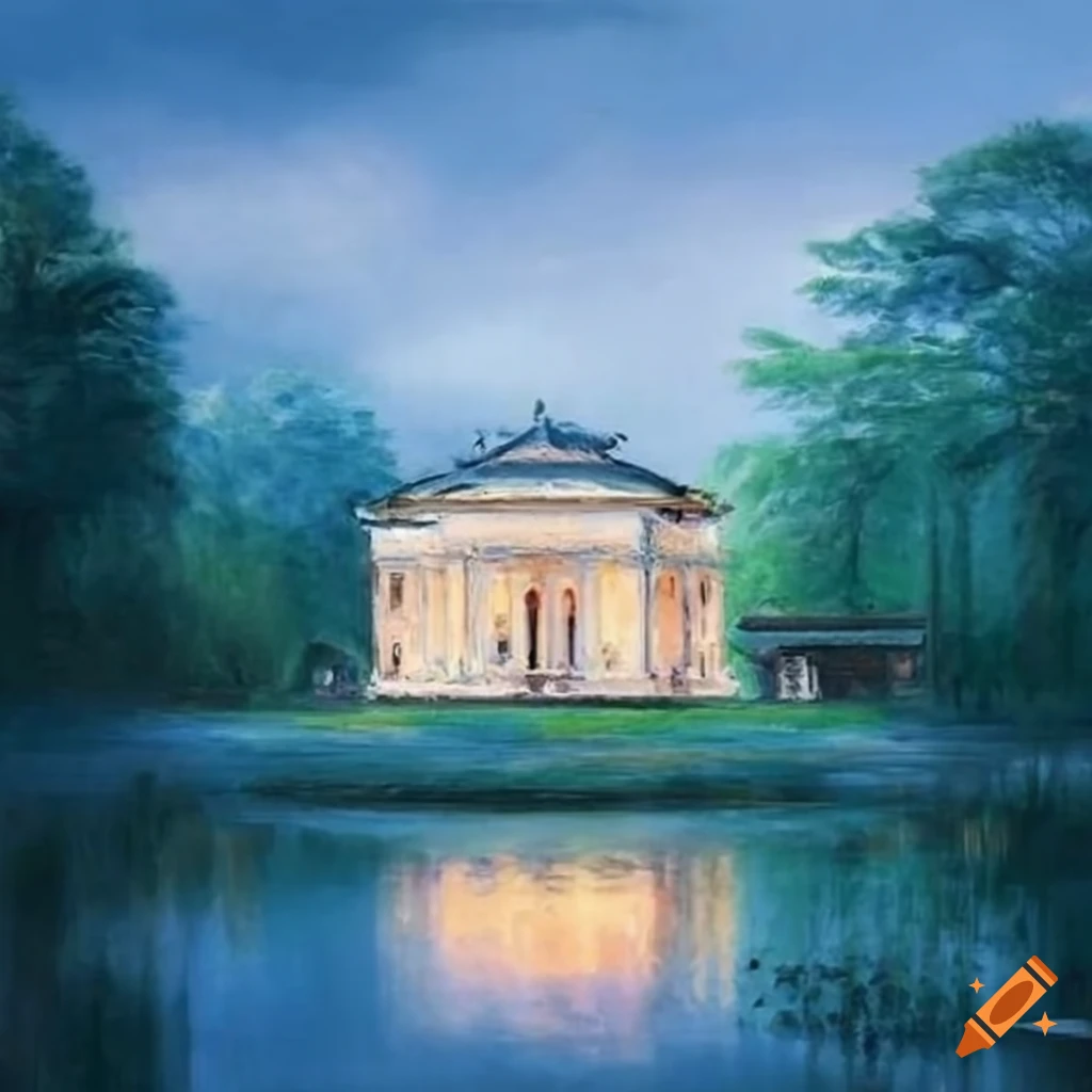 Neoclassical garden house under a lovely sky