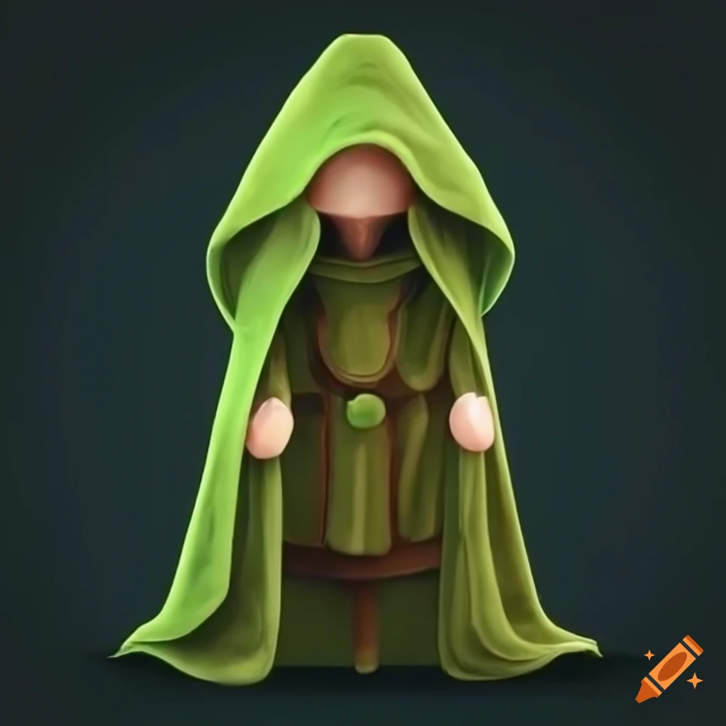 Image of a tiny robot with a moss cloak on Craiyon