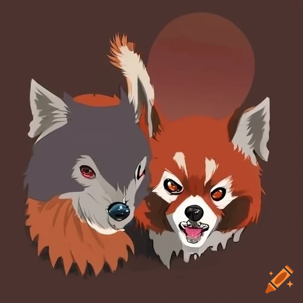 Dire Wolf and Red Panda together on Craiyon