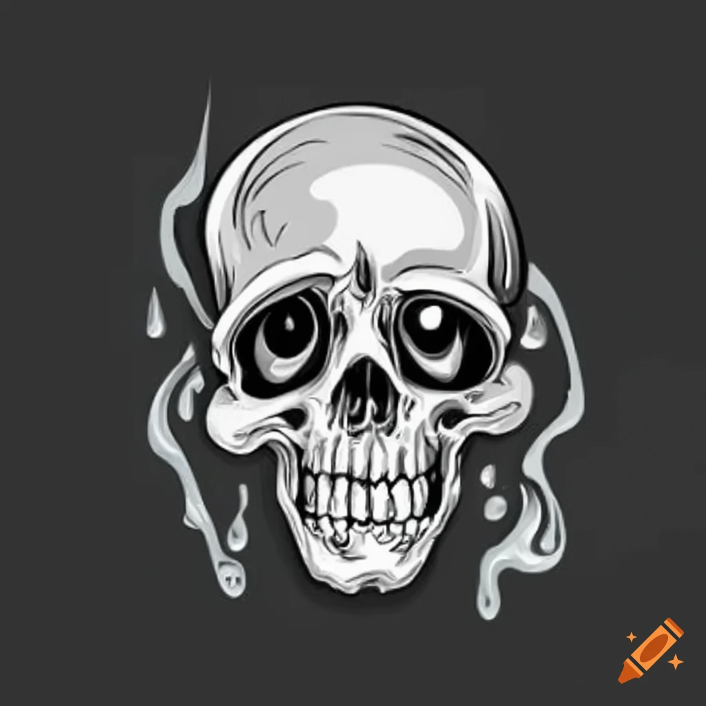 Melting skull icon with worried expression