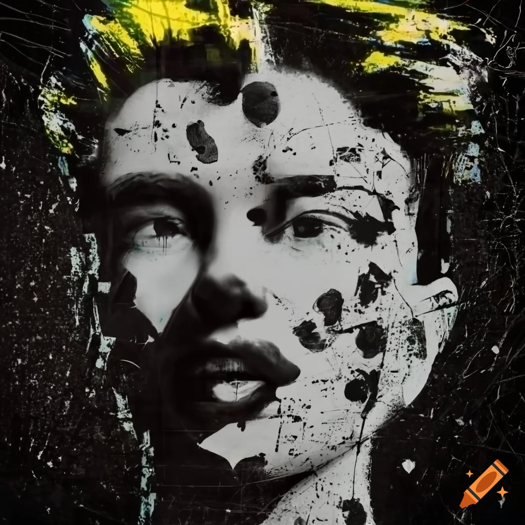 Surreal neo-pop portrait with spraypaint and grunge aesthetic on Craiyon