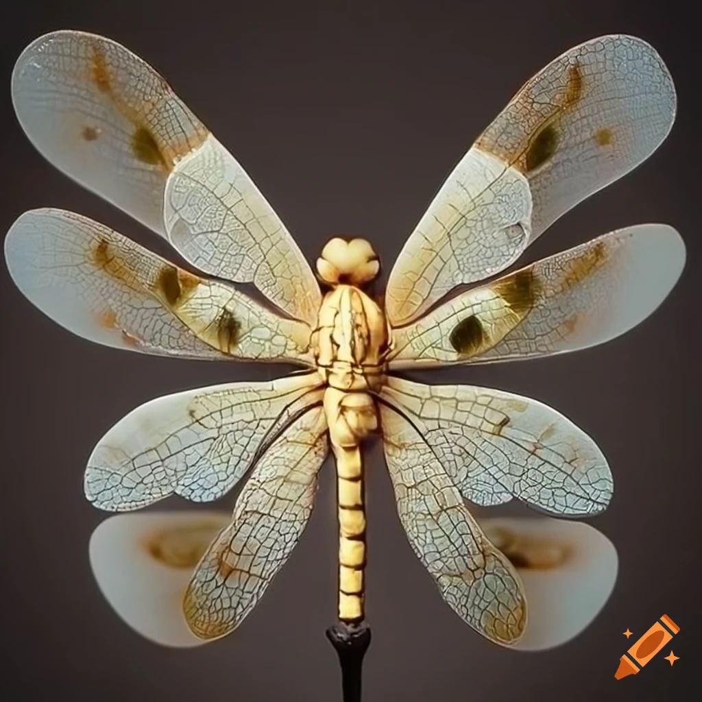 Intricate ivory dragonfly specimen on Craiyon