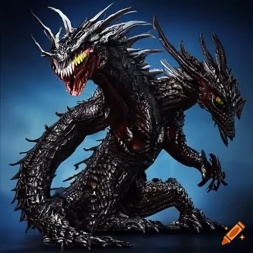 Illustration of a giant robot dragon on Craiyon