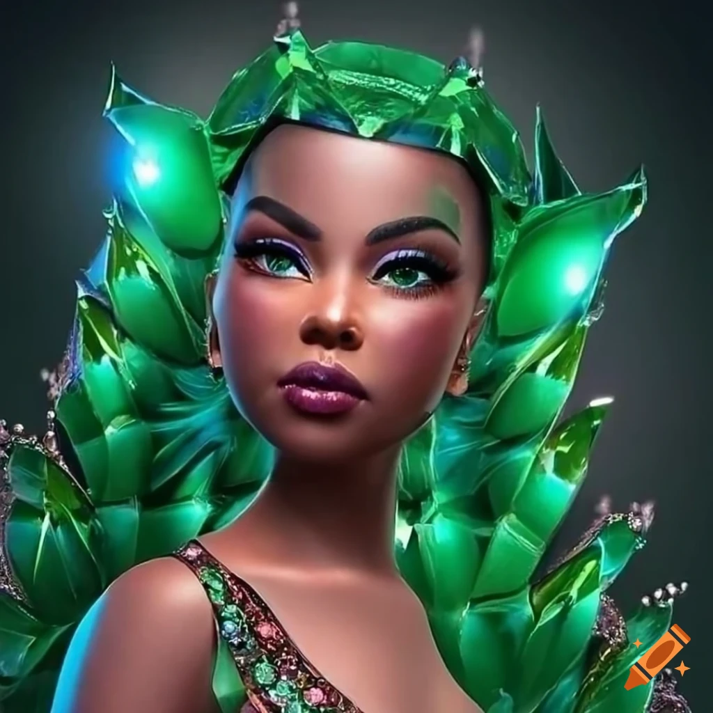 Hyper-realistic depiction of a mermaid with emerald and diamond scales ...