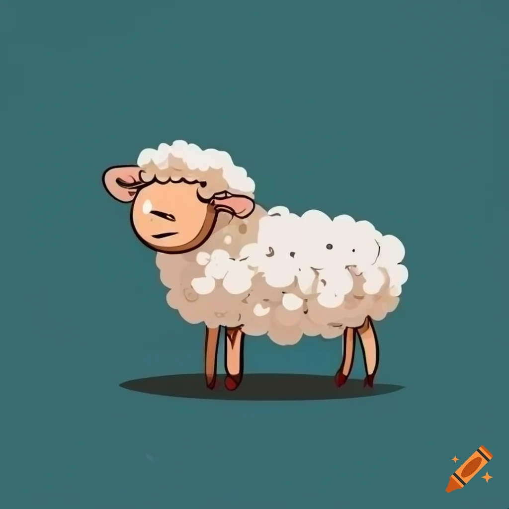 Cartoony vector art of a fluffy sheep on Craiyon