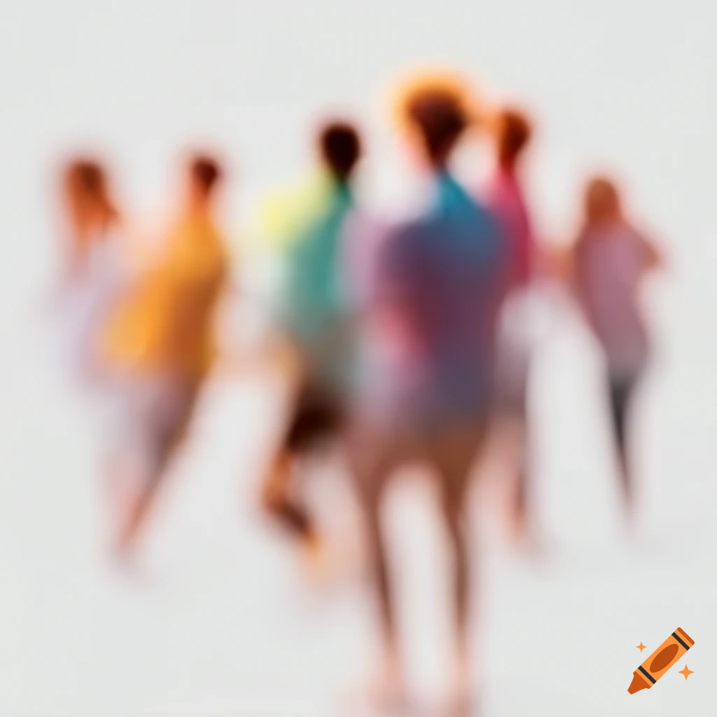 Group of people having fun on a white background