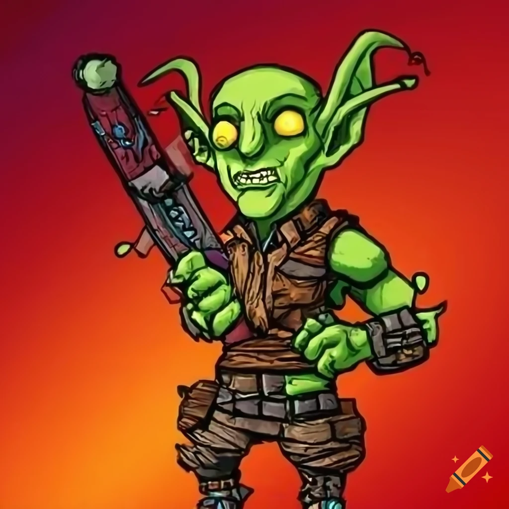Illustration of a goblin with a dagger in borderlands style