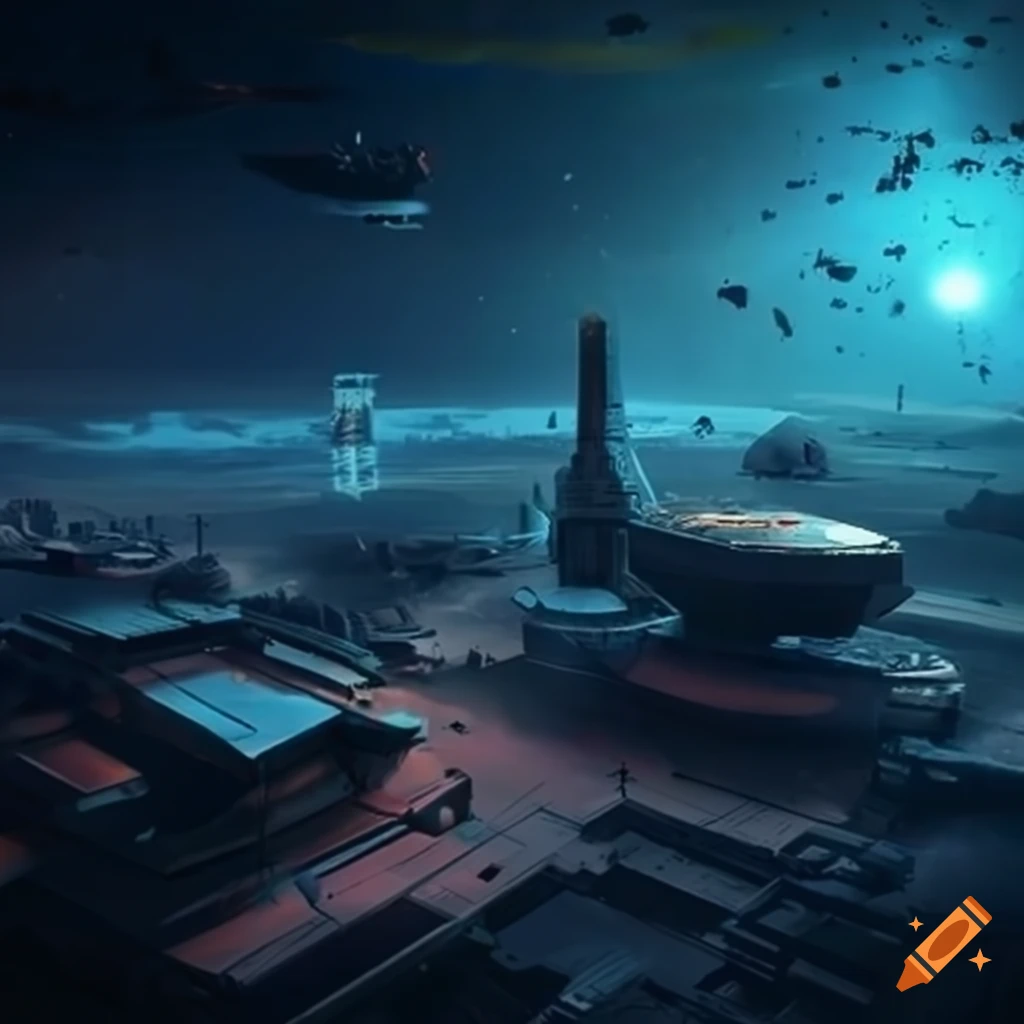 Image of a space port on Craiyon