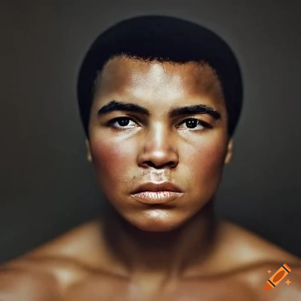 Portrait of muhammad ali with bokeh lights on Craiyon