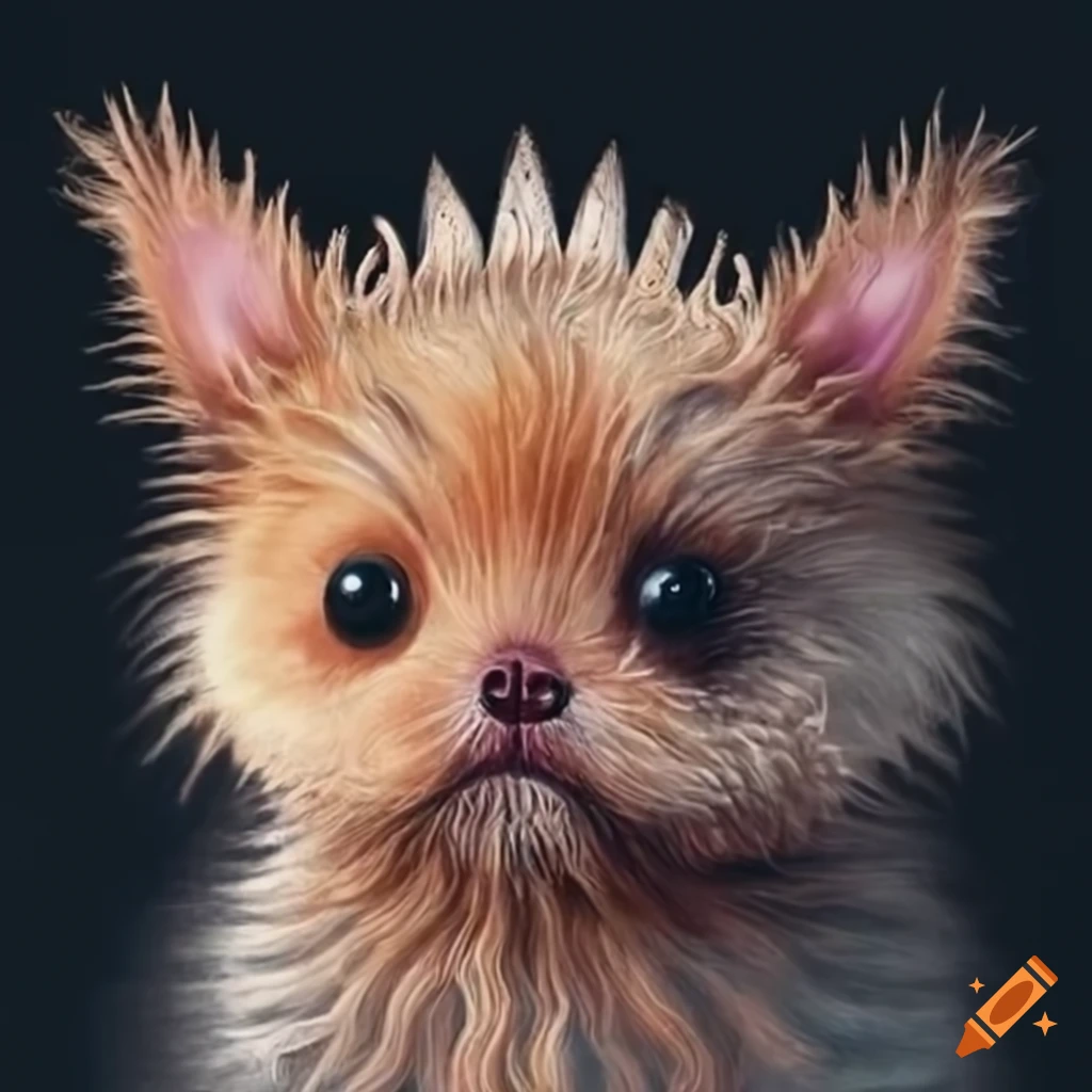 Fluffy small pet with artistic influences