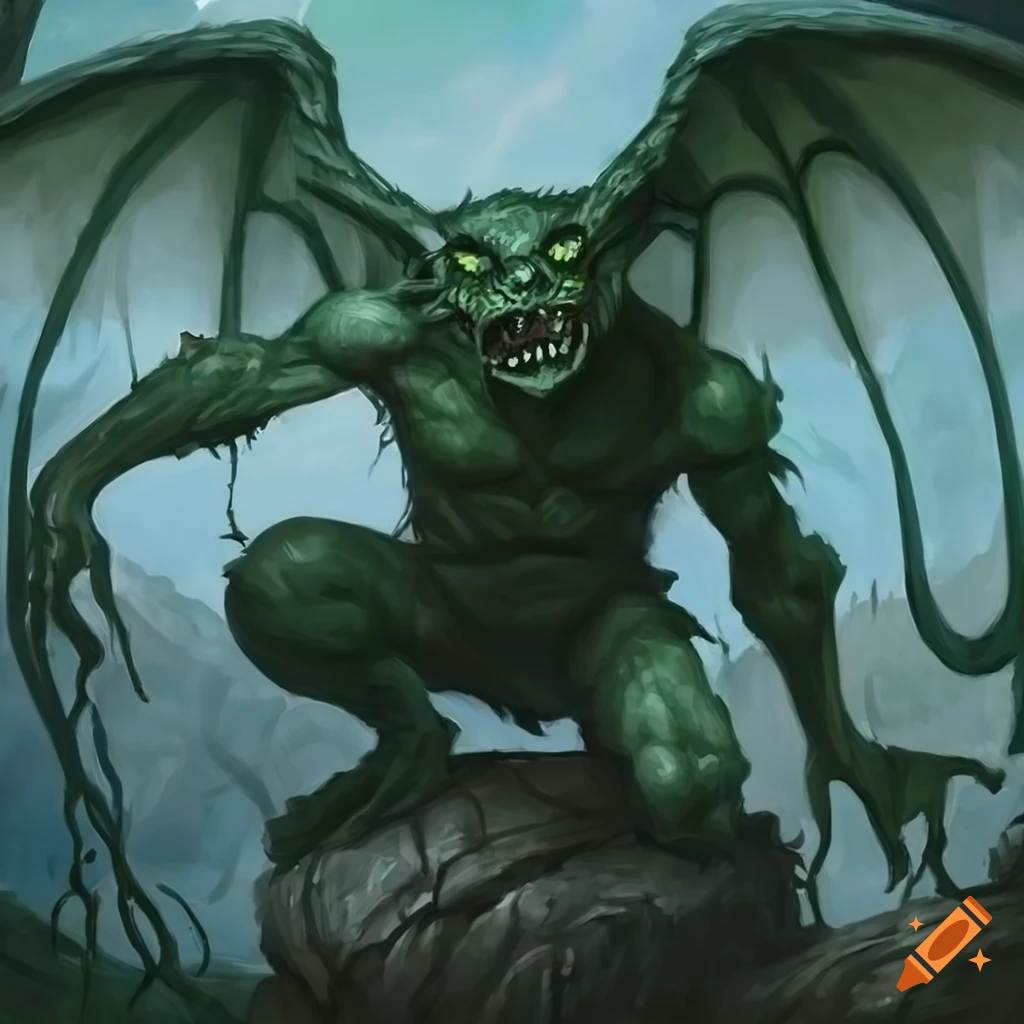 Astral hunger gargoyle with wings covered in smoke on Craiyon