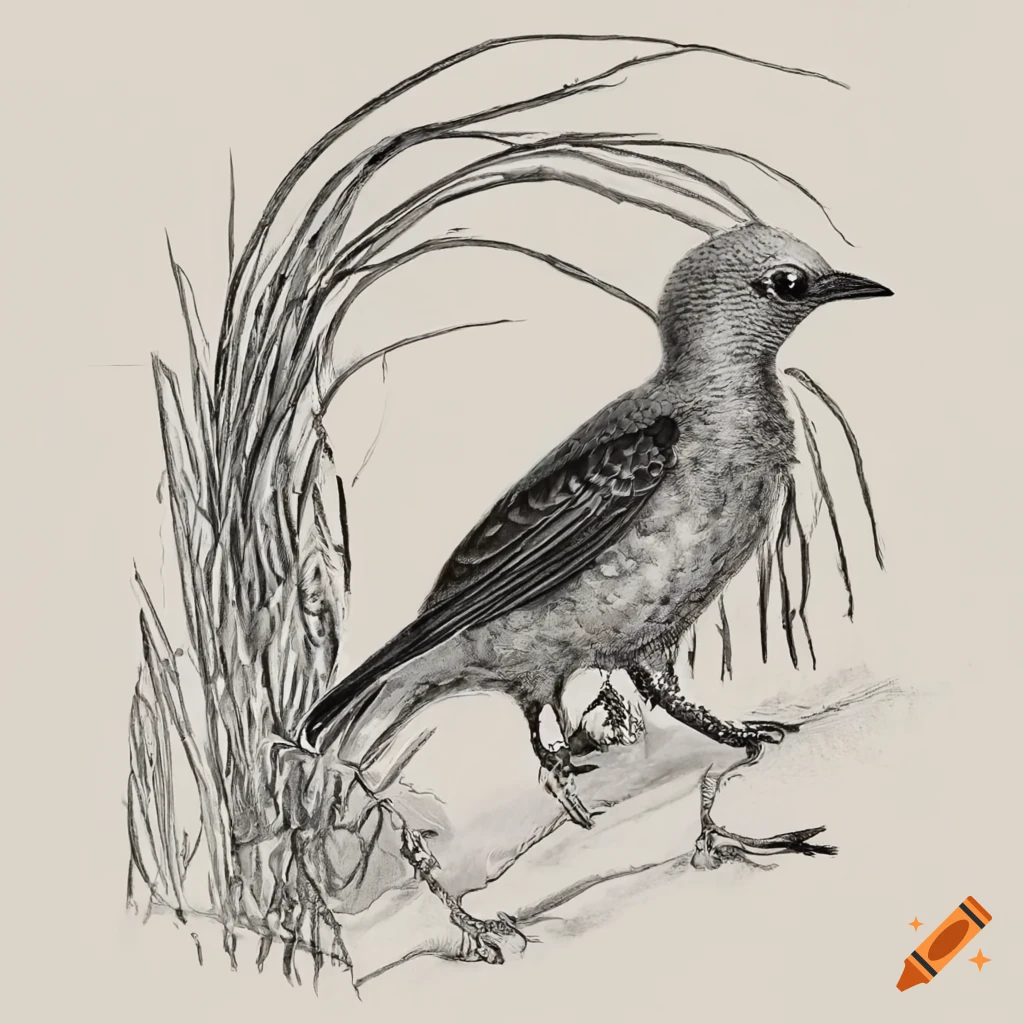 Male great bowerbird perched on a branch