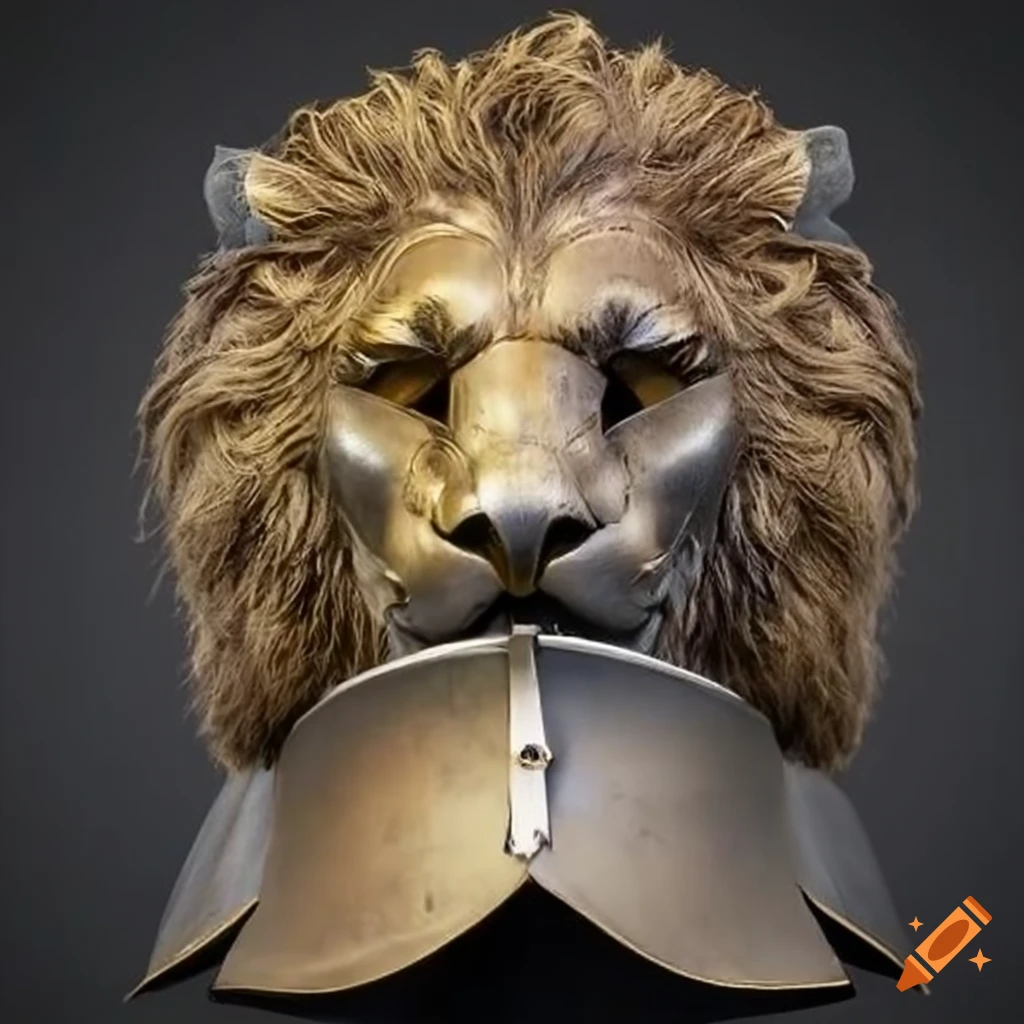 Lion mask knight helmet on Craiyon