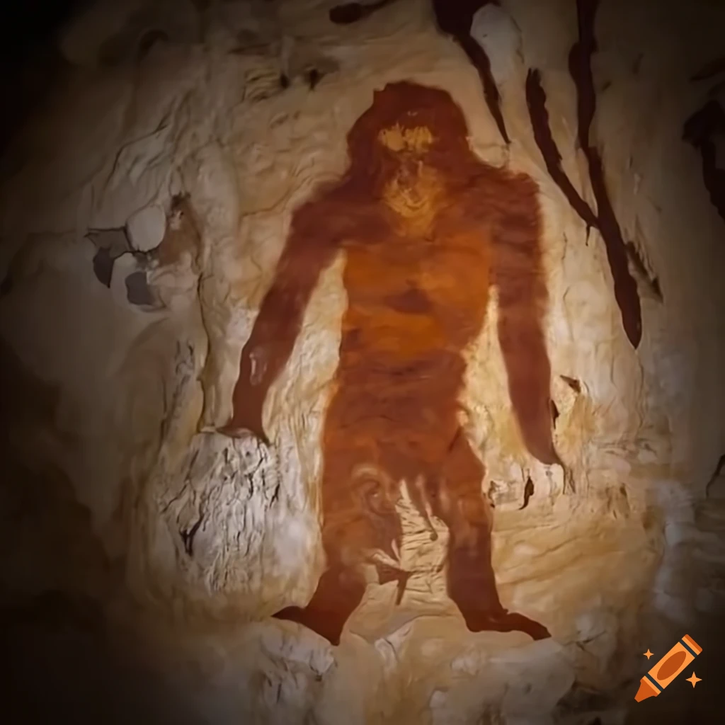Stylized cave painting of a sasquatch on Craiyon