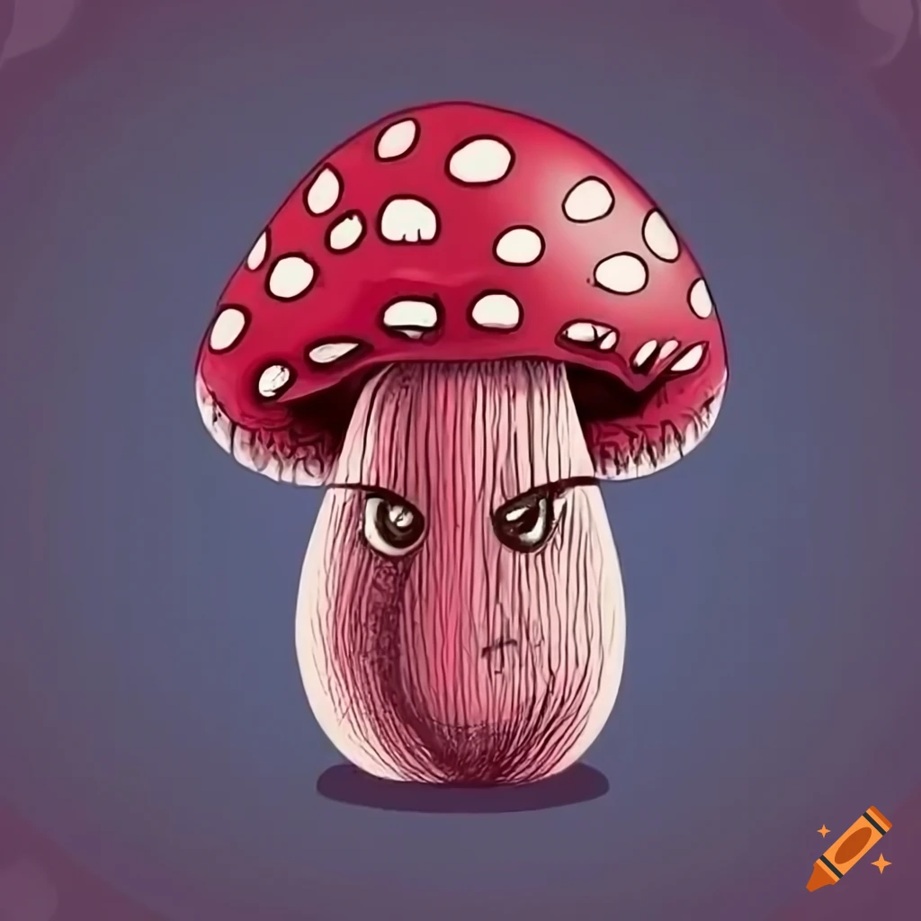 Artistic interpretation of an angry ruby mushroom
