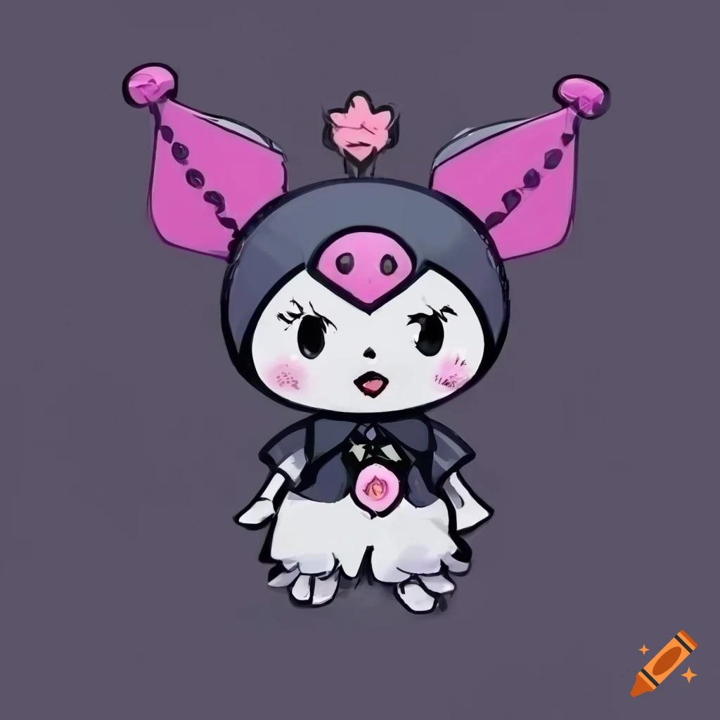 Cute goth-inspired character on Craiyon