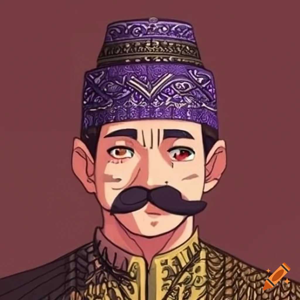 Man wearing acehnese traditional clothes and hat on Craiyon