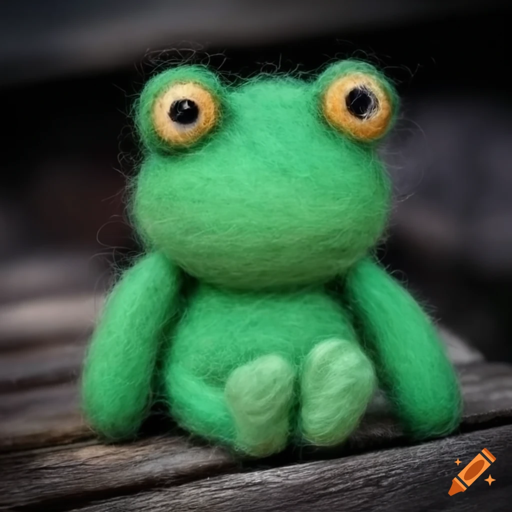 Realistic frog doll made from felted wool on Craiyon