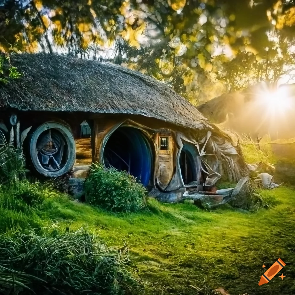 Photo realistic depiction of a hobbit house on Craiyon