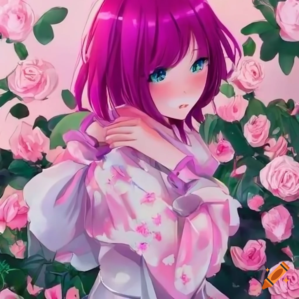 Anime Girl With Magenta Hair