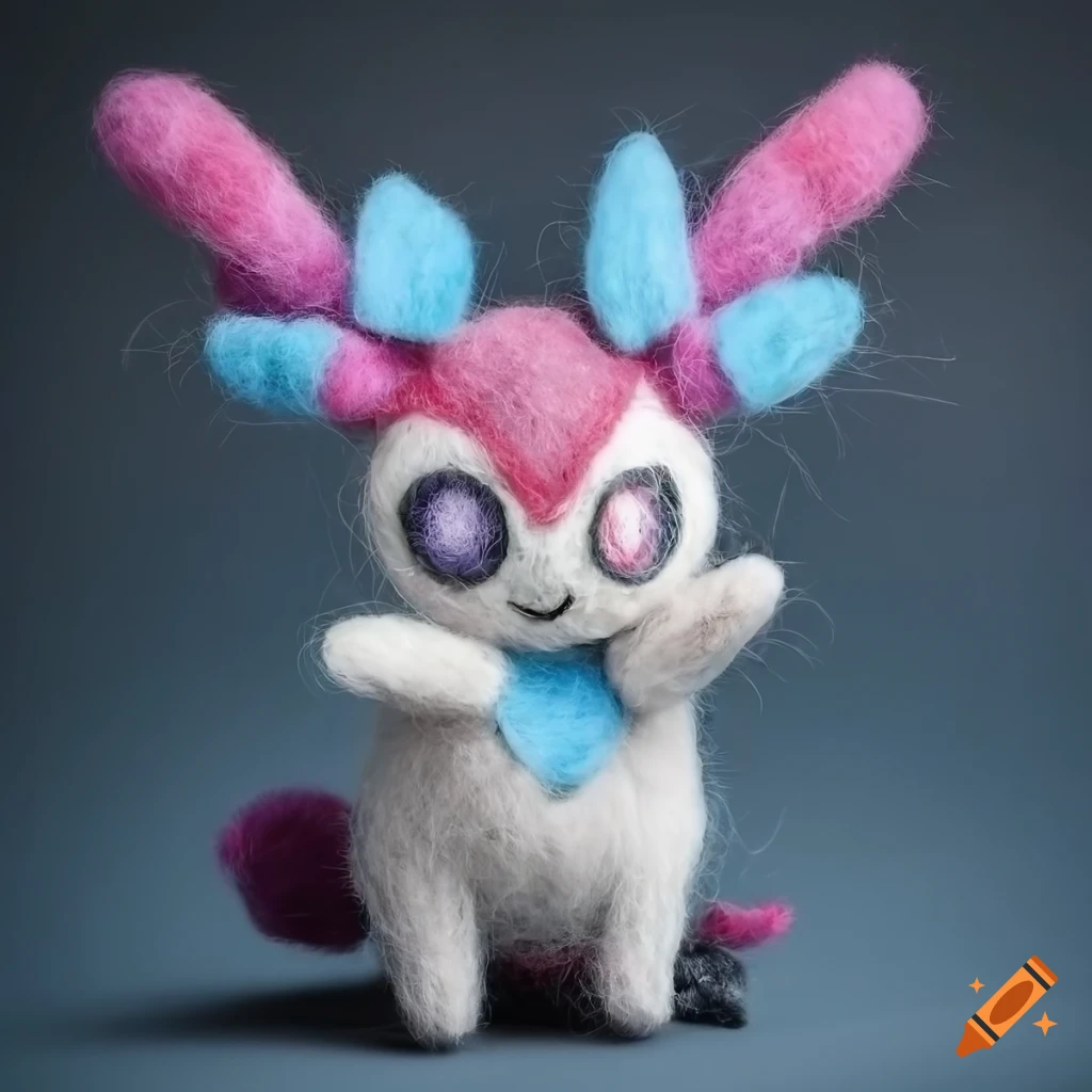 Ultra realistic felted wool sylveon doll on Craiyon
